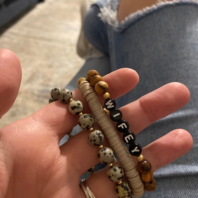 Stack of 3 Custom Word Vinyl Stretch Bracelets, Personalized Bracelets ...