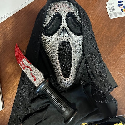 Ghostface Scream Iridescent Bling Rhinestone Crystal Mask - Etsy