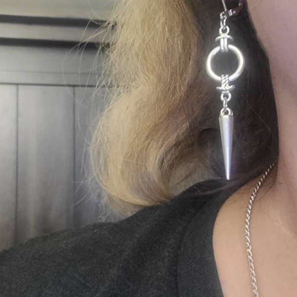 Black Spike Earring, Double Spike Clip-on, Acrylic Spike Clip-on, Punk ...