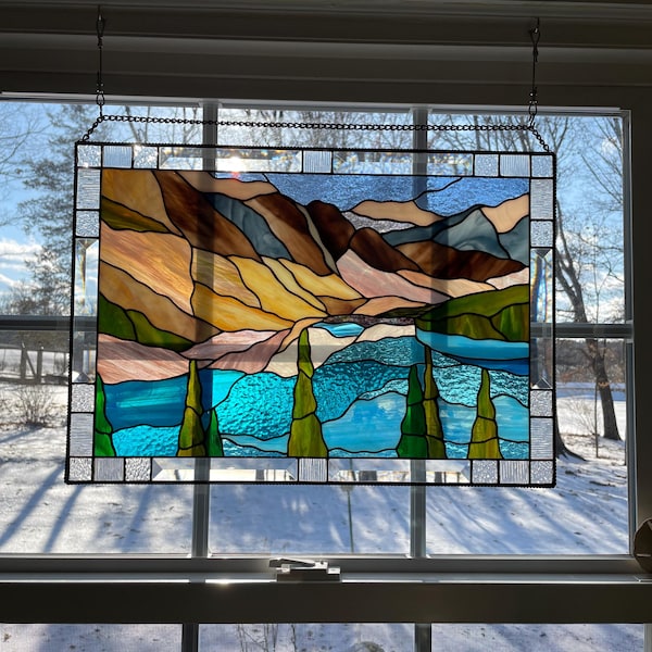 Stained Glass Panel Banff National Park 70th Birthday Gift for Mom ...