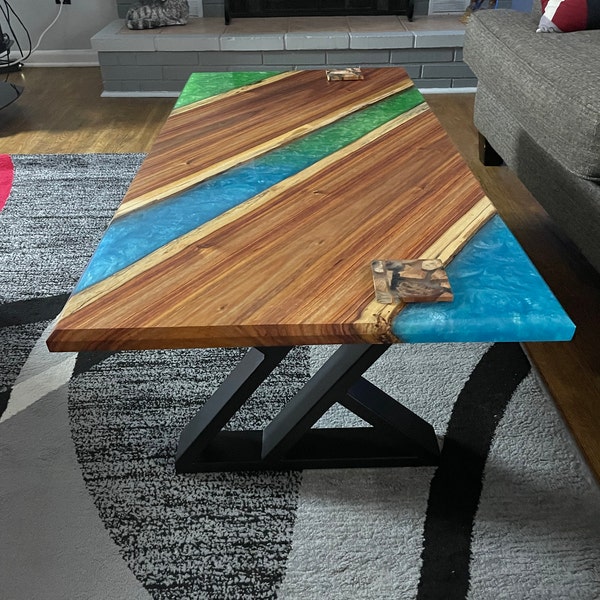 Box Elder Coffee Table, River Table, Merlot Resin - Etsy