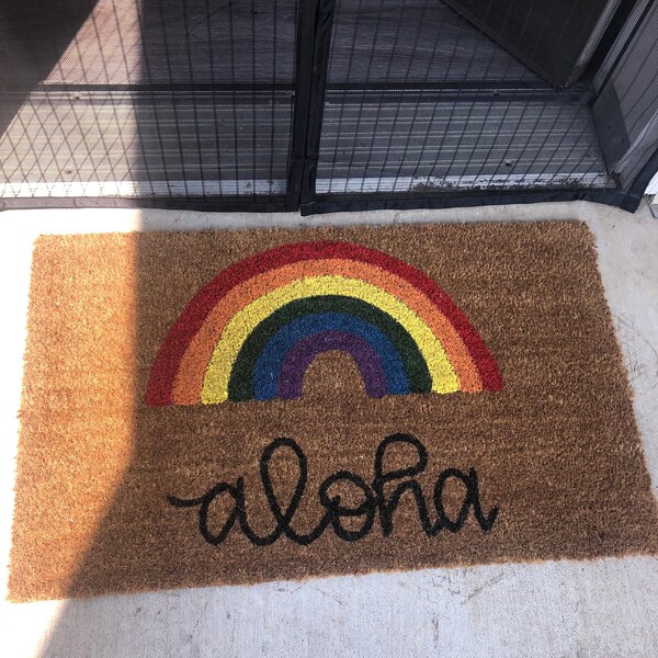Custom Doormat // Aloha Pineapple Doormat // Welcome Mat // Home Decor ...