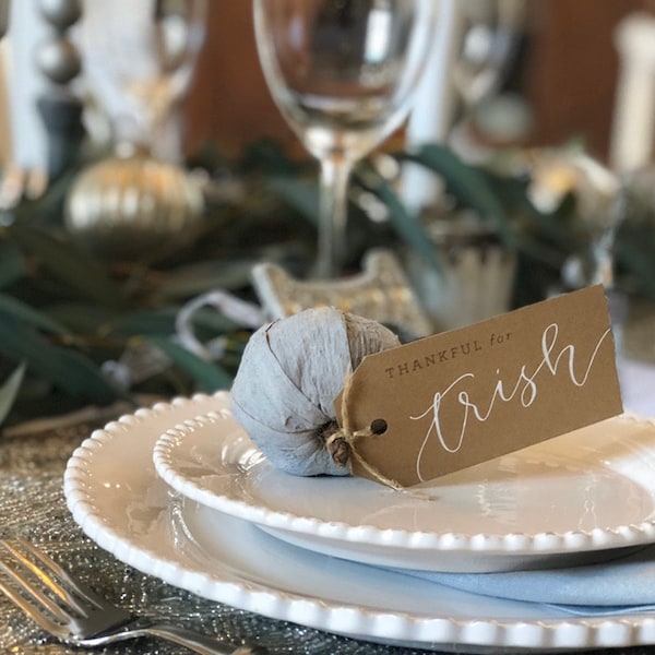 Thankful for Personalized Placecards, Thanksgiving Tags, Handwritten ...