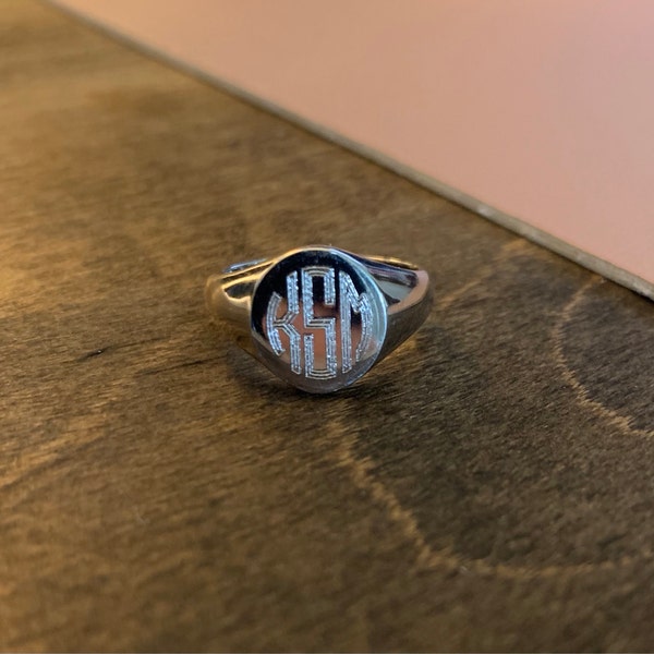 Monogram Signet Ring in Solid Sterling Silver • Custom Minimalist ...
