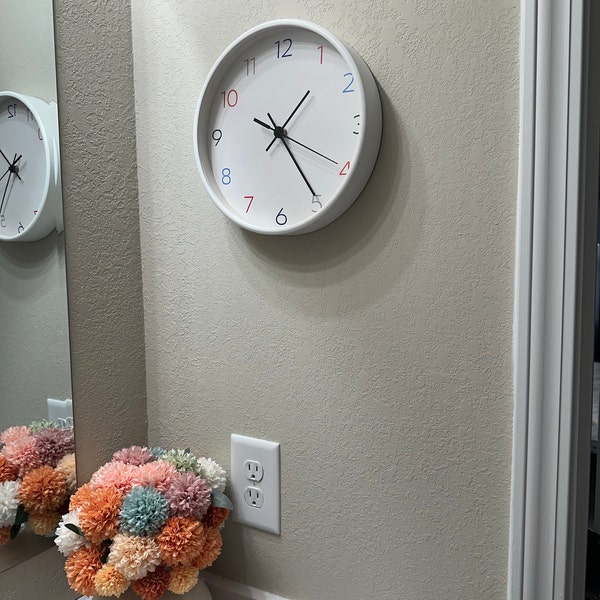 Simple Wall Clock Telling Time Clock, Pastel Colors Clock, Color Wheel ...