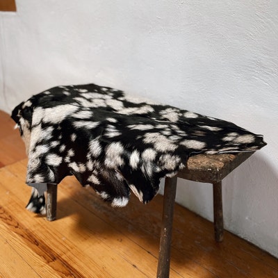 Nordic Goat Hide White and Black Animal Skin Scandinavian Fur Rug Shag ...
