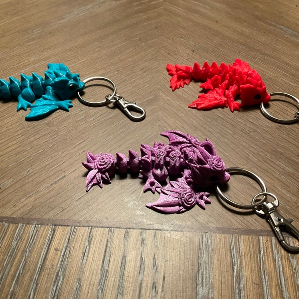 Flexible Dragon 3D Print | Tiny Crystal Dragon Keychain | Hand-painted ...