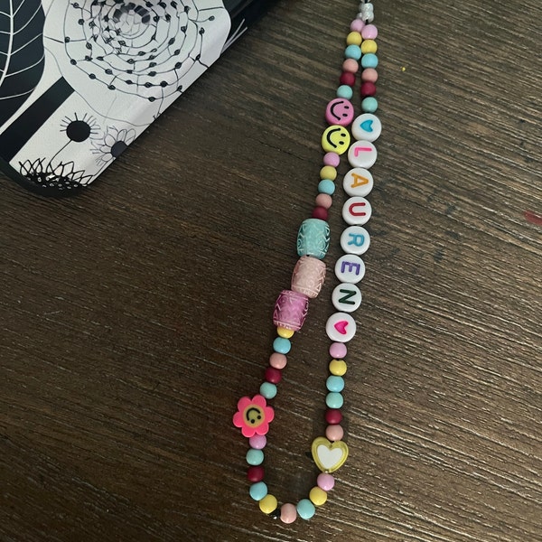 Custom Phone Charm, Name Phone Charm, Personalized Phone Charm, Beaded ...