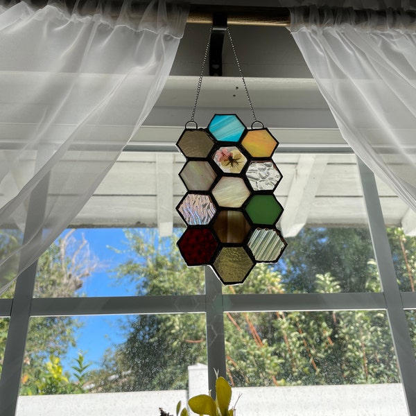 Stained Glass Purple Flower in Frame - Etsy