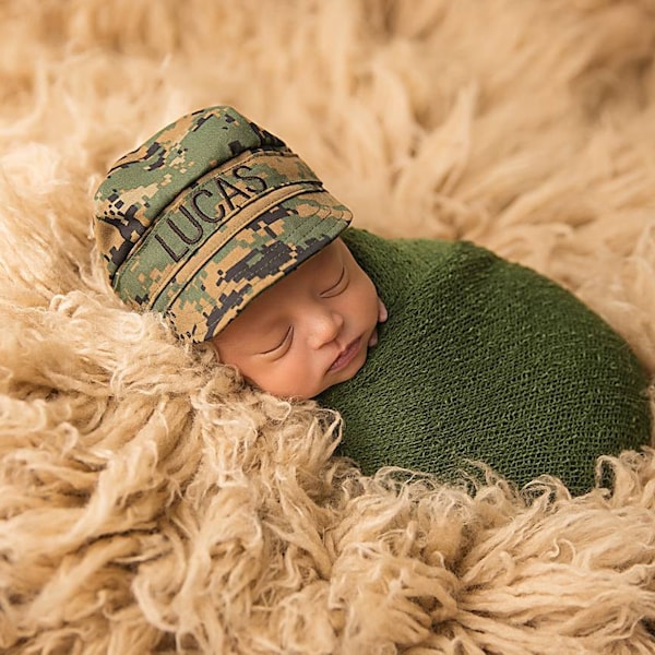 Personalized USMC Baby Cover. Desert or Woodland Camo. Pink, Brown, or ...