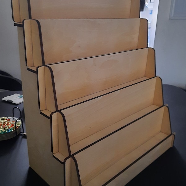 3/4/5 Tiers Wood Display Shelf Stand for Greeting Card, Postcard, Photo ...