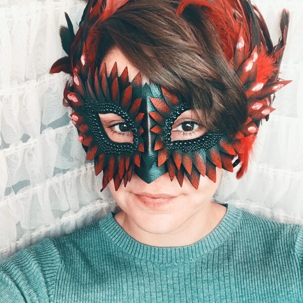 Red Feather Phoenix Masquerade Mask, Masks for Women, Mardi Gras - Etsy