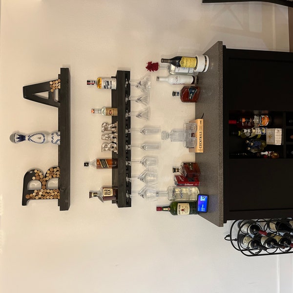 Wood Wine Rack the Ryan Wall Mounted Shelf & Hanging Stemware Glass ...