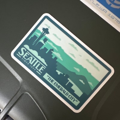Seattle Sticker Seattle Fisherman and Seagull Vinyl Sticker - Etsy