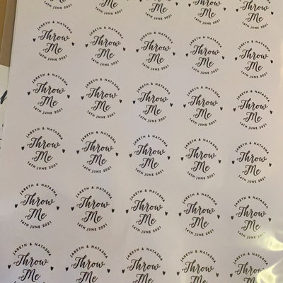 Personalised Throw Me Sticker, Confetti Wedding Label, Wedding Favour ...