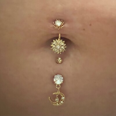 Elegant Silver Black Vintage Belly Button Ring Dainty Minimalist Belly ...