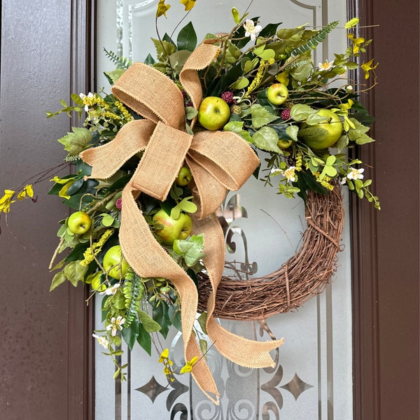 Spring Fruit Wreath, Apple Wreath, Orchard Wreath, Welcome Wreath ...