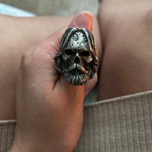 Hand Sculpted Two Head Demon Horns Skull Pendant : Oxidized White Brass ...