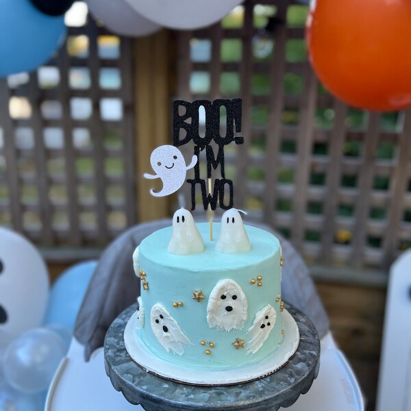 Boo I'm Two Cake Topper/ Halloween Cake Topper/ Halloween Baby Shower ...