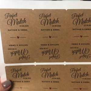 Matchbox Favour Labels, the Perfect Match, Match Made in Heaven ...