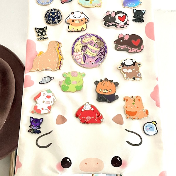 Kawaii Cute Strawberry Cow Enamel Pin Banner / Cute Cow Wall Decor ...