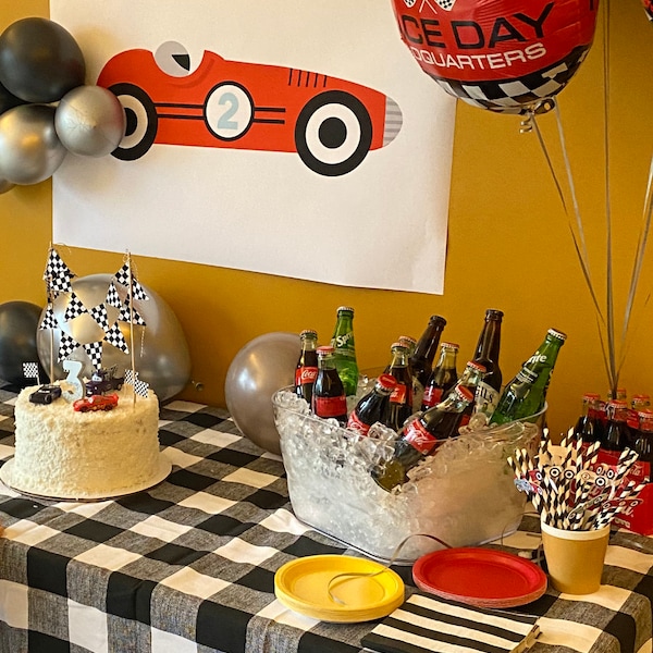 Vintage Race Car Paper Straws | Race Car Party Decorations, Fast One ...