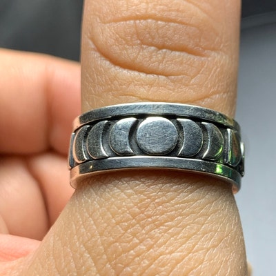 Moon Phase Spinner Ring for Women Sterling Silver Crescent - Etsy