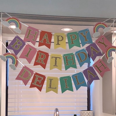 Rainbow Birthday Party Rainbow Banner Rainbow Baby Banner Rainbow ...