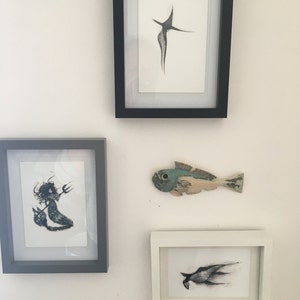 Pyrography Fish, Medium Stripy, Burnt Wood, Illustration, Wall Hung ...