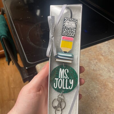 Personalized Earthtone Teacher Lanyard, Engraved Teacher Lanyard, Badge ...