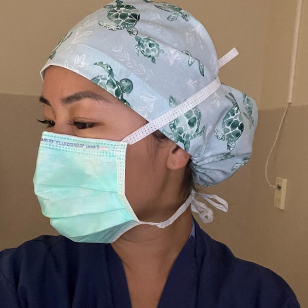 Ponytail Scrub Cap Pot of Gold Adjustable Hair Pouch Scrub Caps for ...