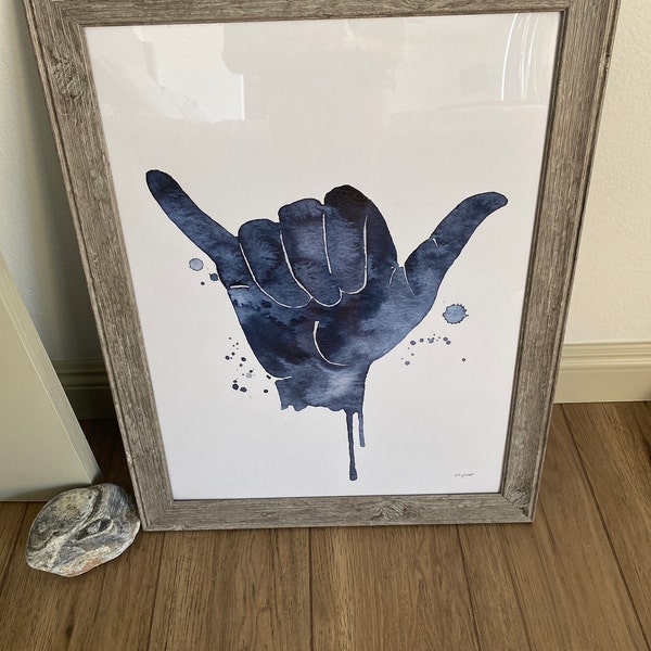 Shaka Sign Print, Hang Loose, Watercolor Painting, Shaka Wall Art, Surf ...