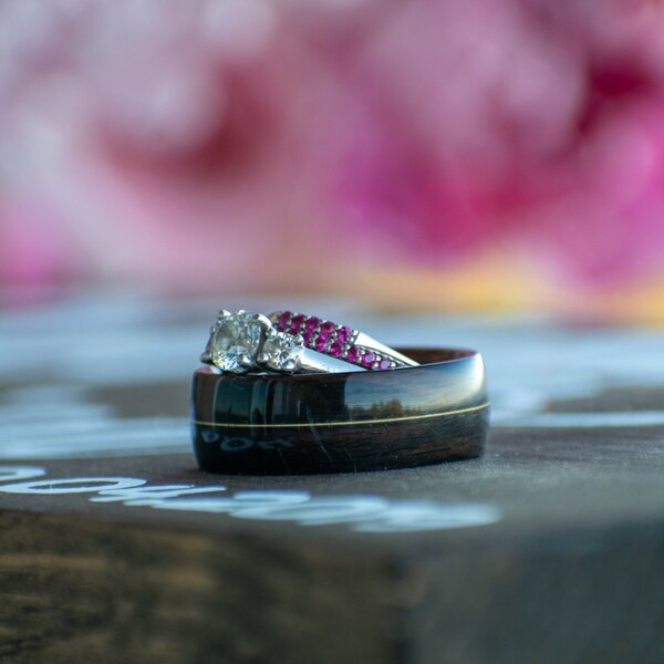 Micro Pave Band, Micro Pave Ruby Ring, Half Eternity Band, Thin Gold ...