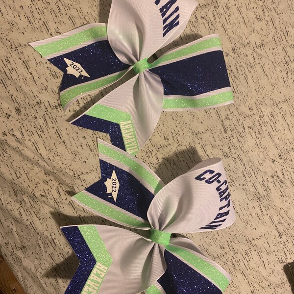Captain Cheer Bow/ Your Text on Cheer Bow/ Senior Cheer Bow/ Custom ...