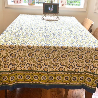 Block Printed Round Tablecloth Floral Printed Round - Etsy