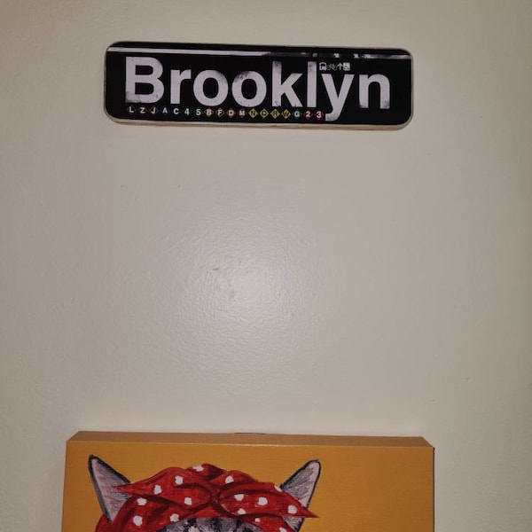 Handcrafted Brooklyn Subway Sign: NYC Wood Art - Etsy