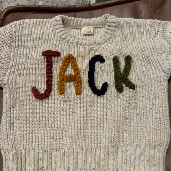 Custom Name Sweater, Personalized Name Sweater, Hand Embroidered Baby ...