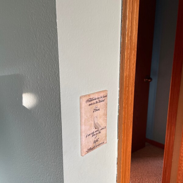 Happiness Quote Light Switch Plate Handmade *featured on Buzzfeed* - Etsy