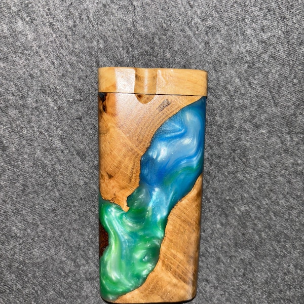 Cherry Burl Dug-out One Hitter Box & Handmade Aluminum One Hitter Bat ...
