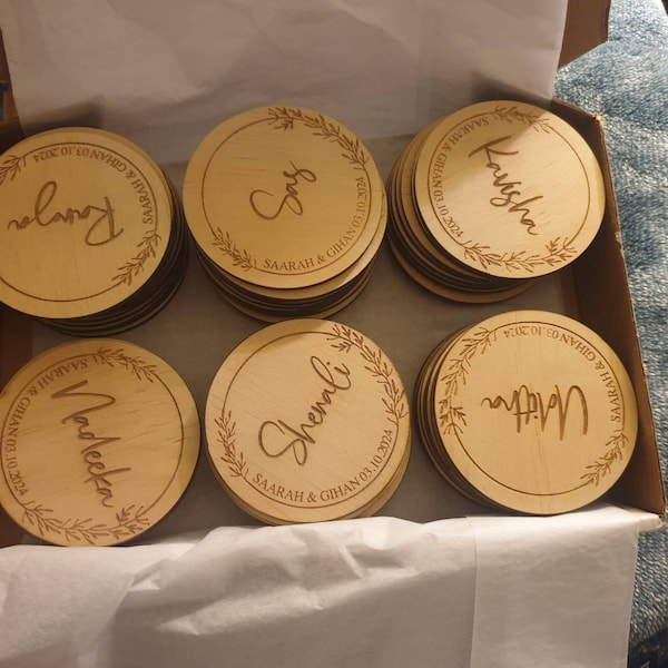 Custom Place Cards | Setting Laser Cut Name Tags Rustic Wedding Favours ...