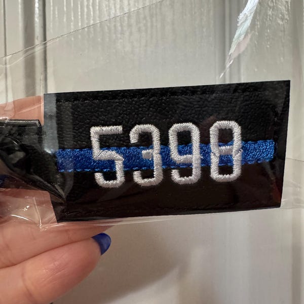Personalized Thin Line Keychain - Police Badge Number TBL Law ...