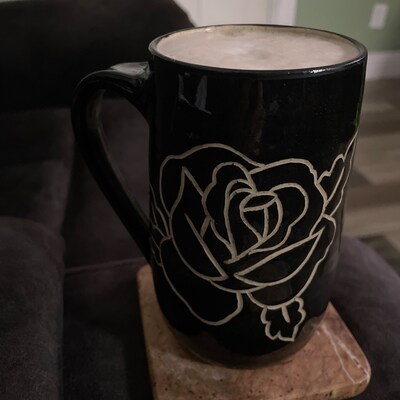 Tumbler Blue Drip Stoneware Cup Ceramic Handcrafted - Etsy