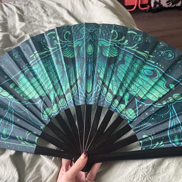 Luna Moth - UV Glow - Hand Fan - Etsy