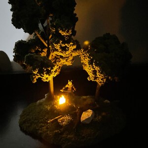 Miniature 1 Campfire With Flickering LED Light Flame for - Etsy
