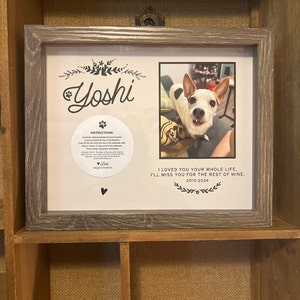 Pet Memorial Paw Print Harness Holder Shadow Box, Pet Loss Frame, Clay ...