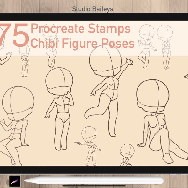 76 Chibi Figures Motion, Procreate Chibi Walking and Sport Stamps Guide ...