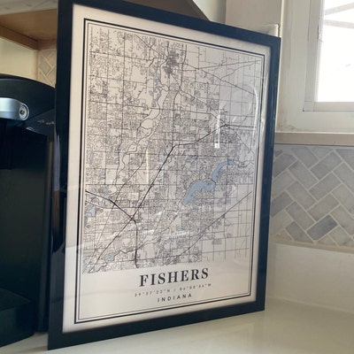 Fishers Indiana Map, Fishers IN Map, Fishers City Map, Fishers Print ...
