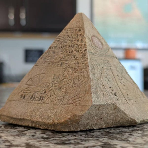 Egyptian Statue Pyramid / Pyramidion Featuring the Sun God Ra and ...