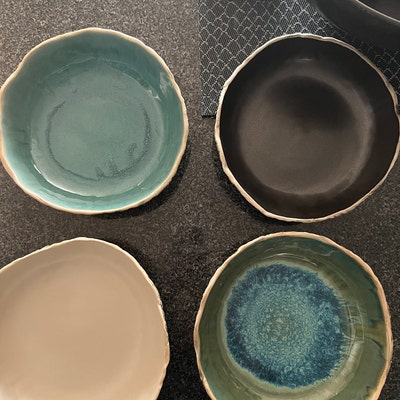 Large Black Plate Handmade Ceramic Plate Stoneware Plates Organic ...