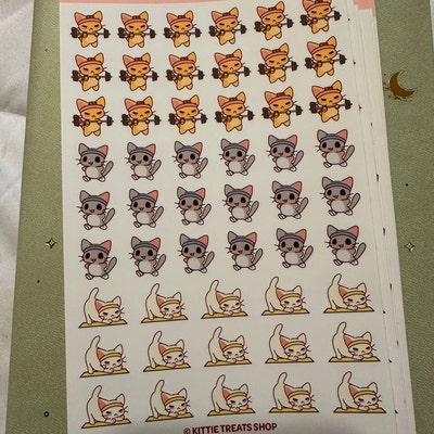 Kawaii Cat Workout Planner Stickers, Workout Reminders, Cute Planner ...